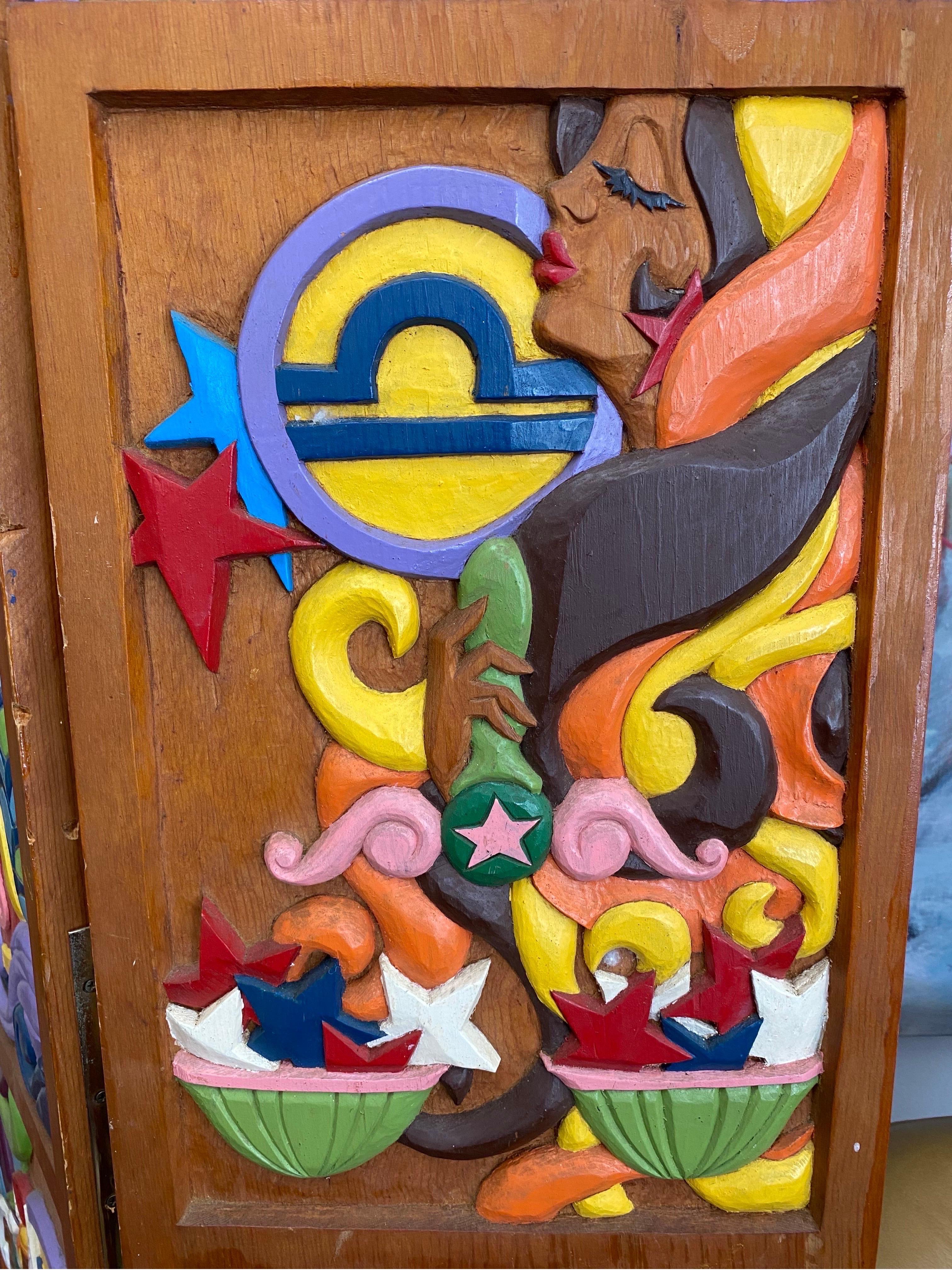 Vintage Hand-Carved Zodiac Room Divider at 1stDibs | astrological ...