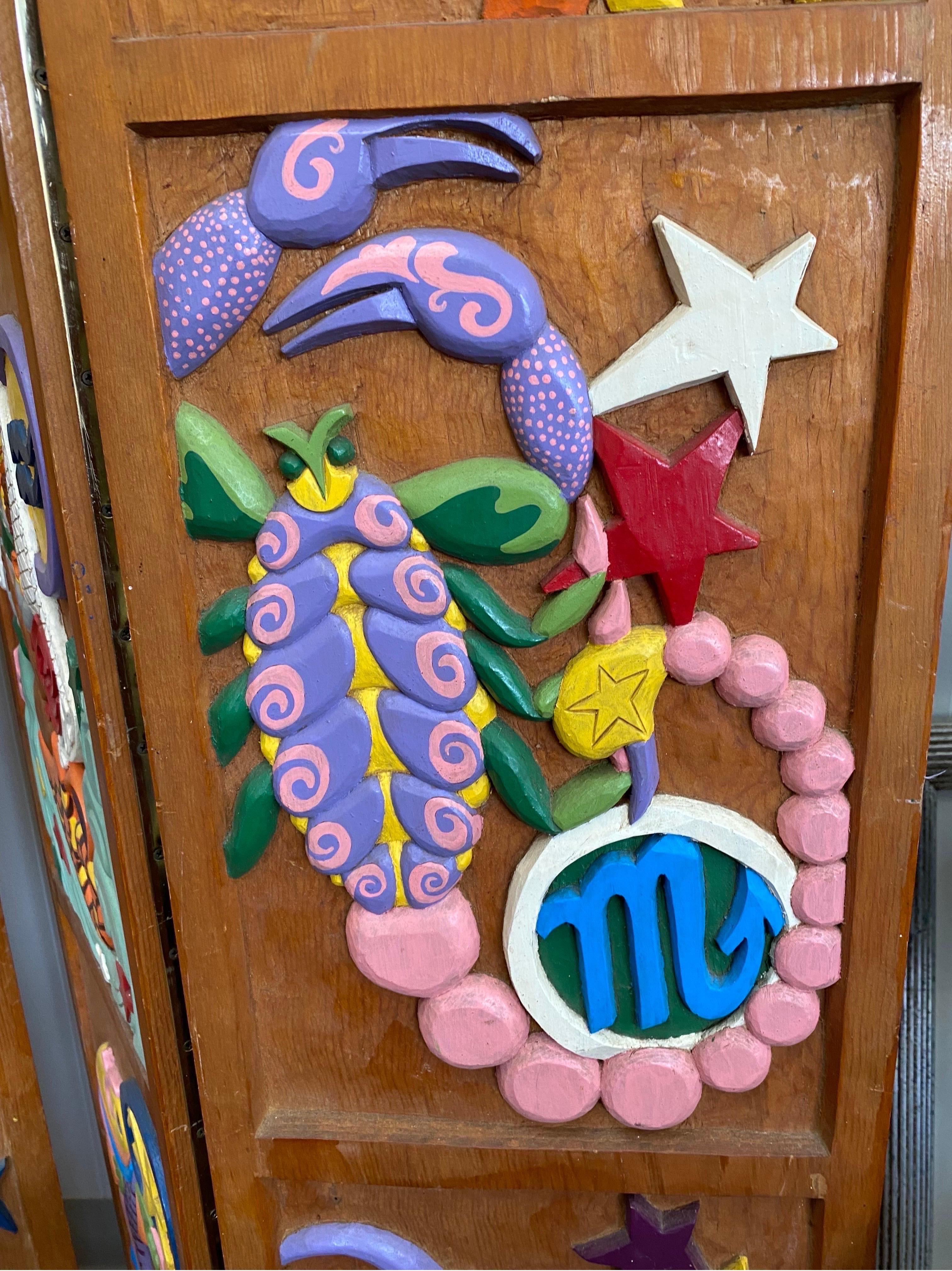 Vintage Hand-Carved Zodiac Room Divider at 1stDibs | astrological ...