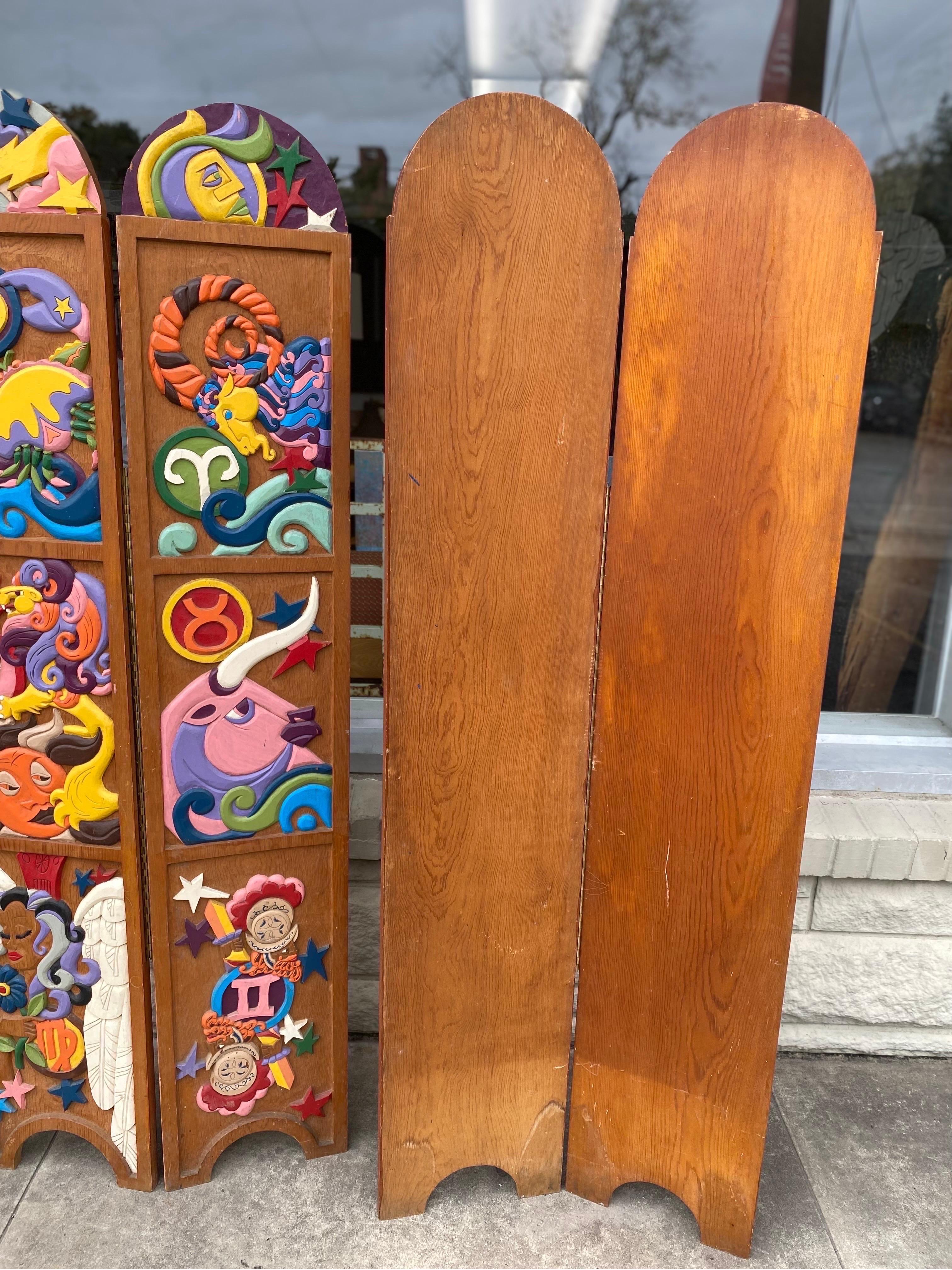 Vintage Hand-Carved Zodiac Room Divider at 1stDibs | astrological ...