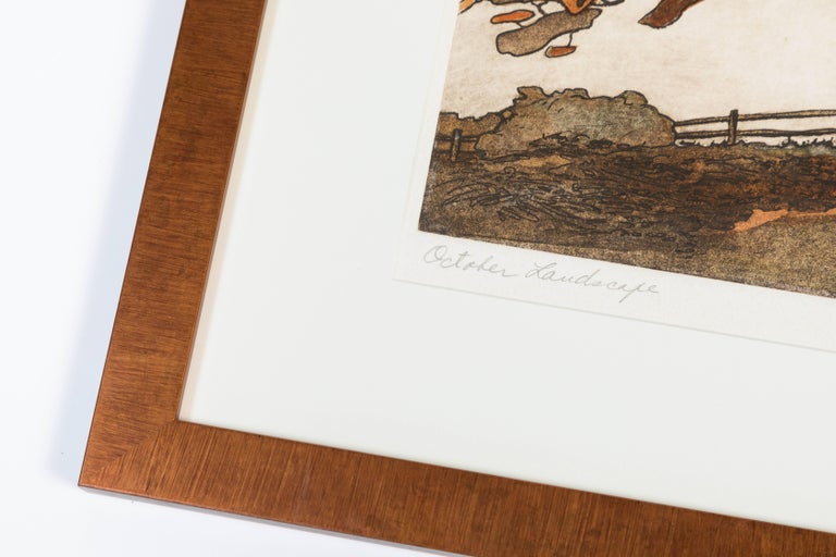 Vintage Hand Colored Etching of Tree at 1stdibs