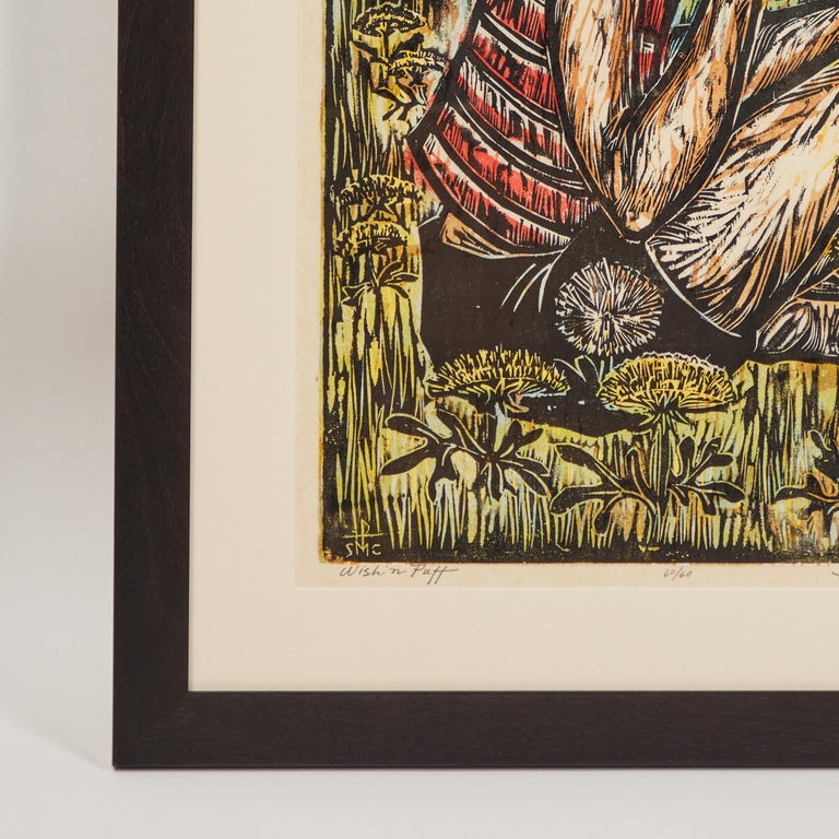 Vintage Hand-Colored Woodcut "Wish'n Puff", Signed by Artist For Sale ...