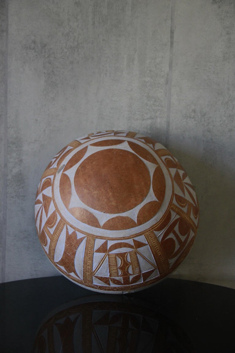 Vintage Hand-Crafted African Tribal Geometric Calabash Gourd Bowl #2 ...