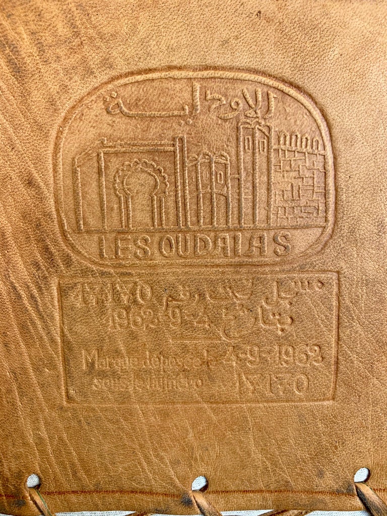 Vintage Hand Crafted Leather Moroccan Footstool from Les Oudaias at 1stDibs