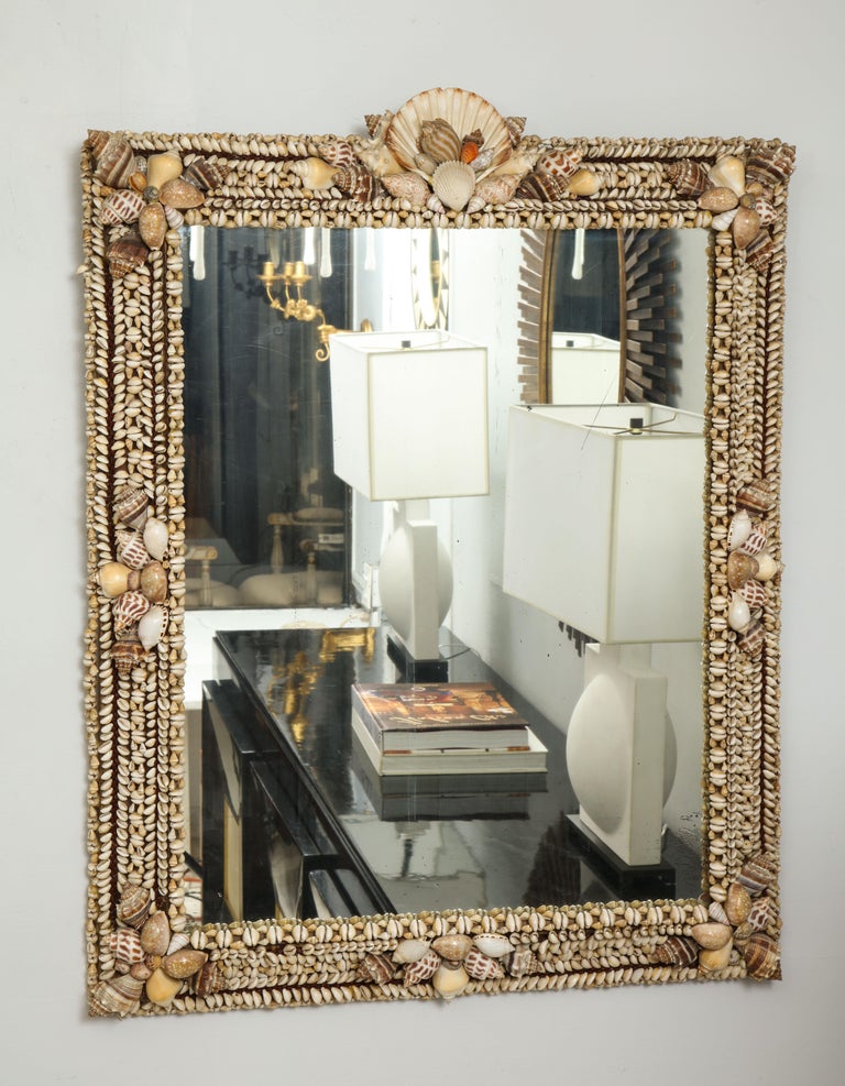 Vintage Handcrafted Shell Mirror at 1stDibs | vintage shell mirror ...