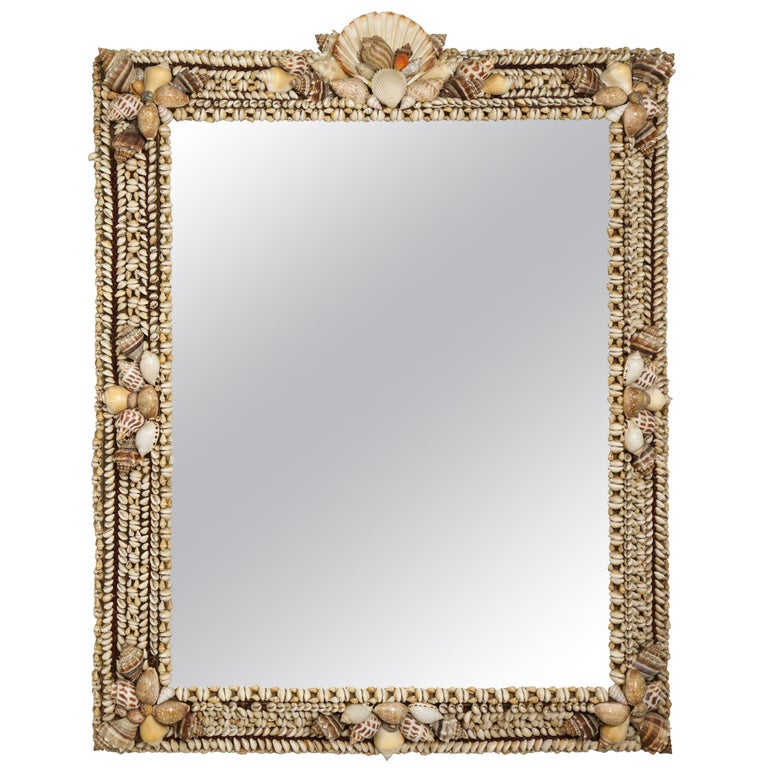 Vintage Handcrafted Shell Mirror at 1stDibs | vintage shell mirror ...