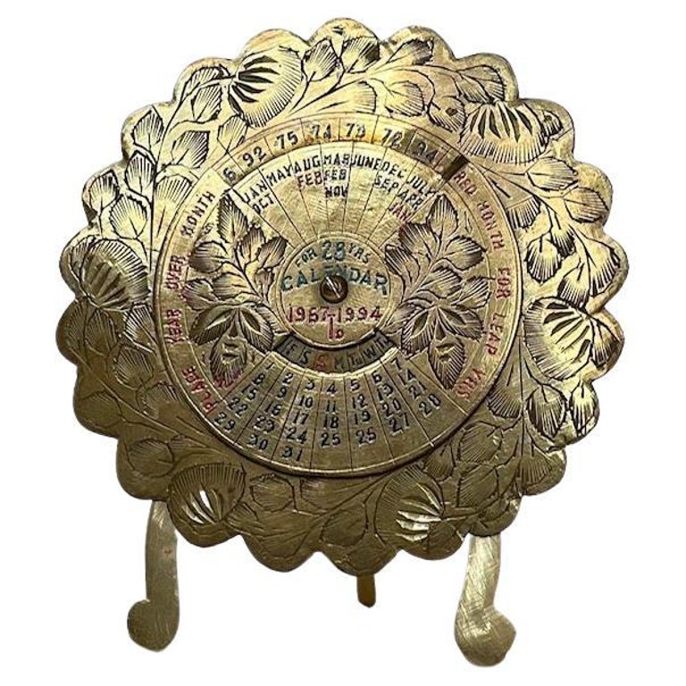 Vintage Hand-Engraved Perpetual Calendar in Brass, 1960s For Sale at ...