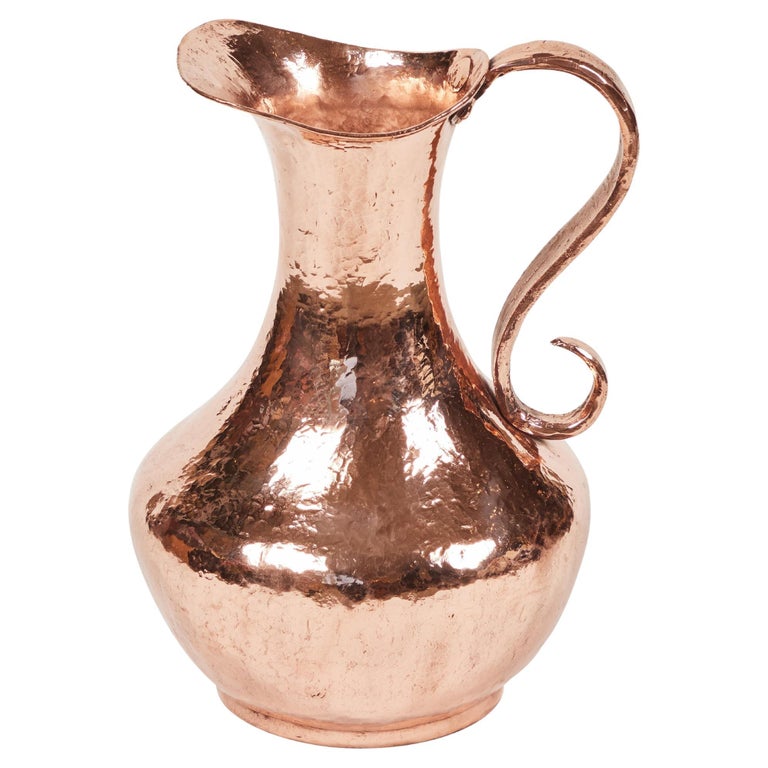 Vintage Hand-Forged and Hammered Copper Pitcher For Sale at 1stDibs