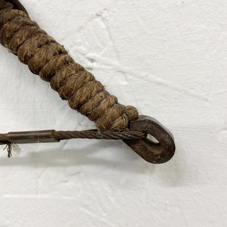 Vintage Hand Forged Iron Leather Bow Medieval Archery For Sale at 1stDibs