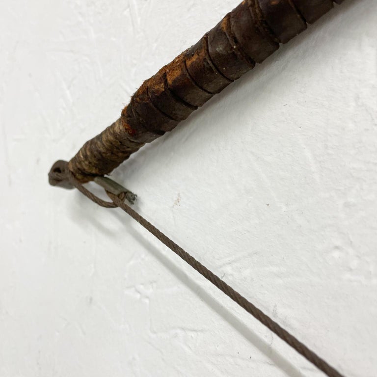 Vintage Hand Forged Iron Leather Bow Medieval Archery For Sale at 1stDibs