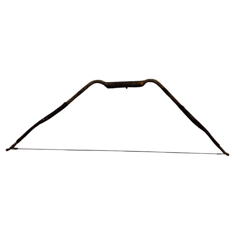 Vintage Hand Forged Iron Leather Bow Medieval Archery For Sale at 1stDibs