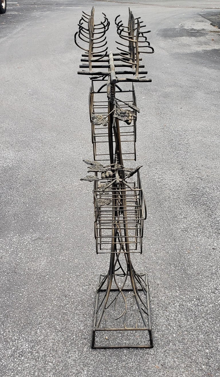 Vintage Hand Forged Patinated Iron Grapevine 26-Bottle Wine Rack For ...