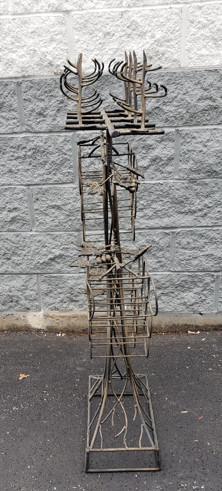 Vintage Hand Forged Patinated Iron Grapevine 26-Bottle Wine Rack For ...