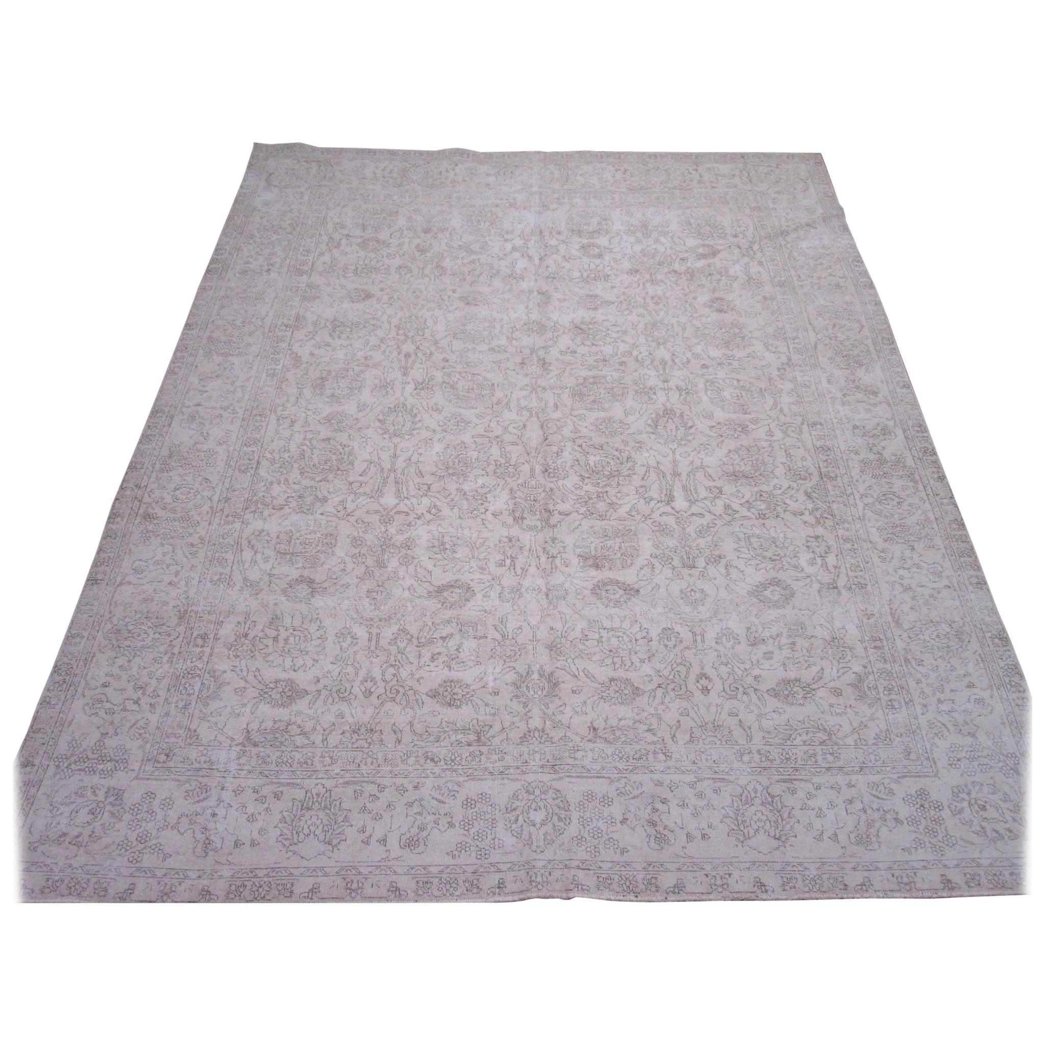 Vintage Persian Tabriz Rug with Center Medallion Design in Neutral ...