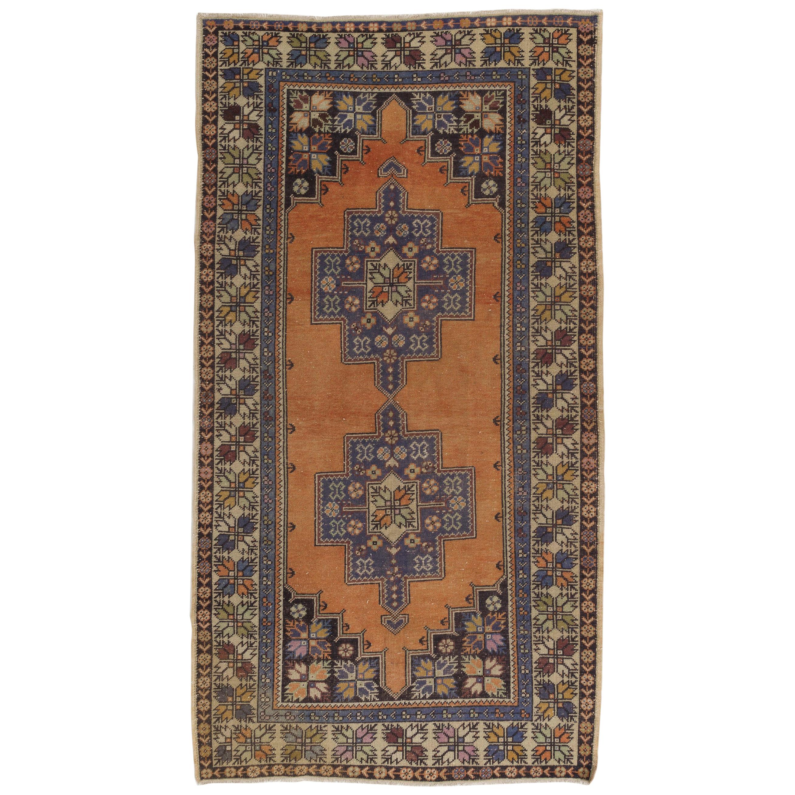 Hand-Knotted Turkish Bakhtiari Area Rug For Sale at 1stDibs