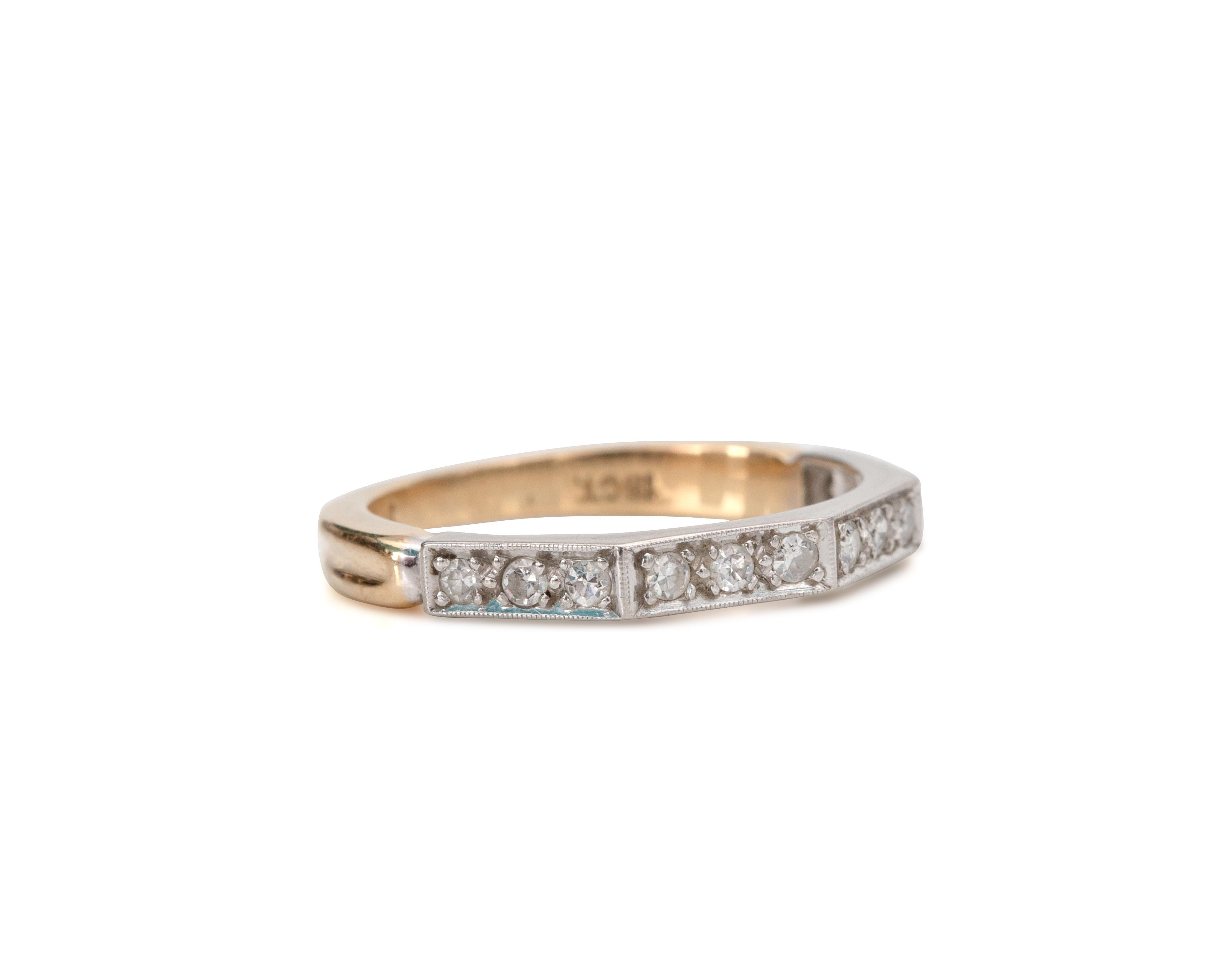 Vintage Handmade 18 Karat Gold Angular Single Cut Diamond Stackable ...