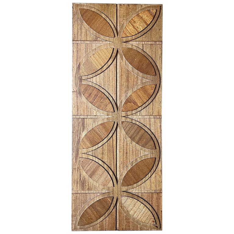 Vintage Hand Made Lotus Pattern Wood Relief, circa 1970s For Sale at ...