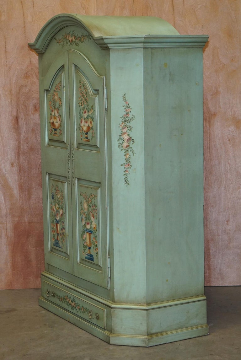 Vintage Hand Painted Blue 18th Century Style Wardrobe with Floral ...