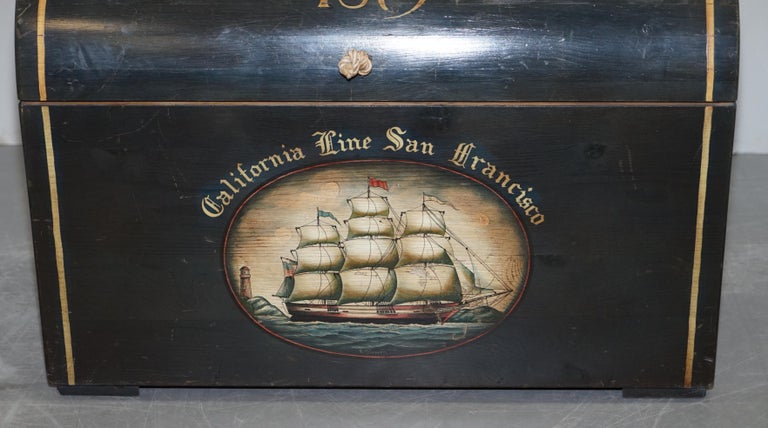 Vintage Hand Painted California Line San Francisco Steamer Trunk Chest ...