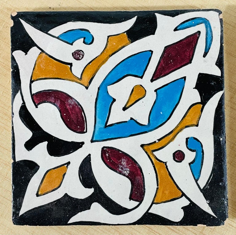 Vintage Hand Painted Ceramic Square Coasters or Decorative Tiles, Set ...