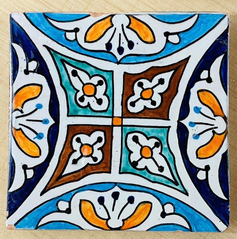 Vintage Hand Painted Ceramic Square Coasters or Decorative Tiles, Set ...