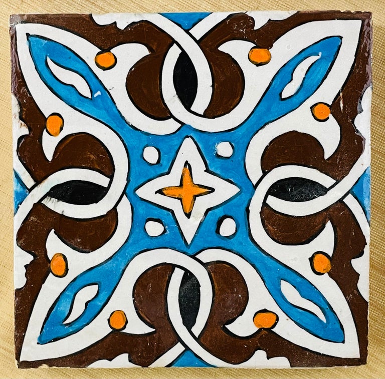 Vintage Hand Painted Ceramic Square Coasters or Decorative Tiles, Set ...