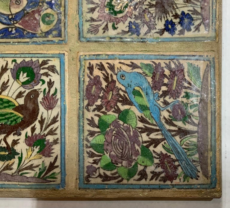 Vintage Hand Painted Ceramic Tiles Wall Hanging For Sale at 1stDibs