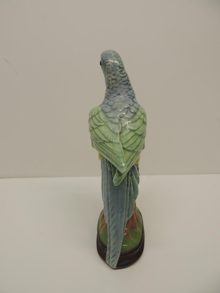 Vintage Hand Painted Colorful Porcelain Parrot Figurine on a Tree Trunk ...