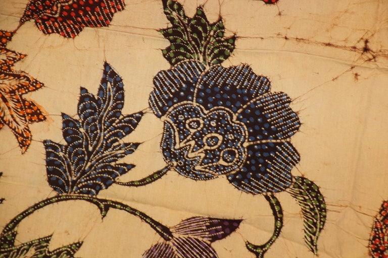 Vintage Hand Painted Floral Batik from Sidoarjo East Java For Sale at ...