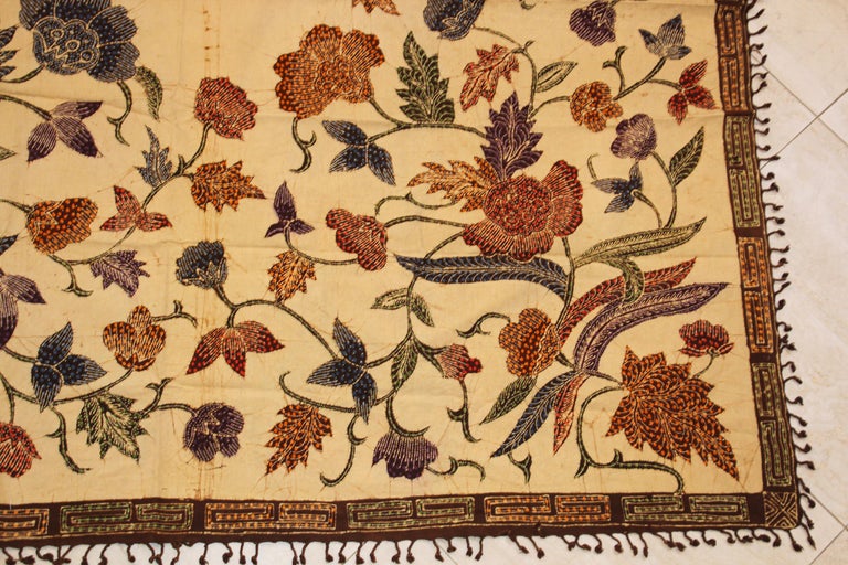 Vintage Hand Painted Floral Batik from Sidoarjo East Java For Sale at ...