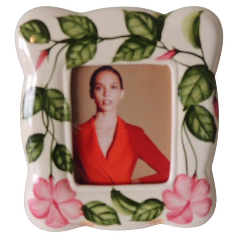 Vintage Hand Painted Hibiscus Flower Decorative Picture Frame at 1stDibs