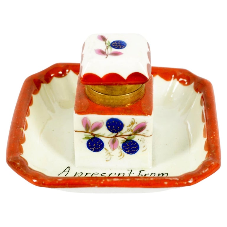 Vintage Hand Painted Inkwell, China Inkwell, Scotland at 1stDibs