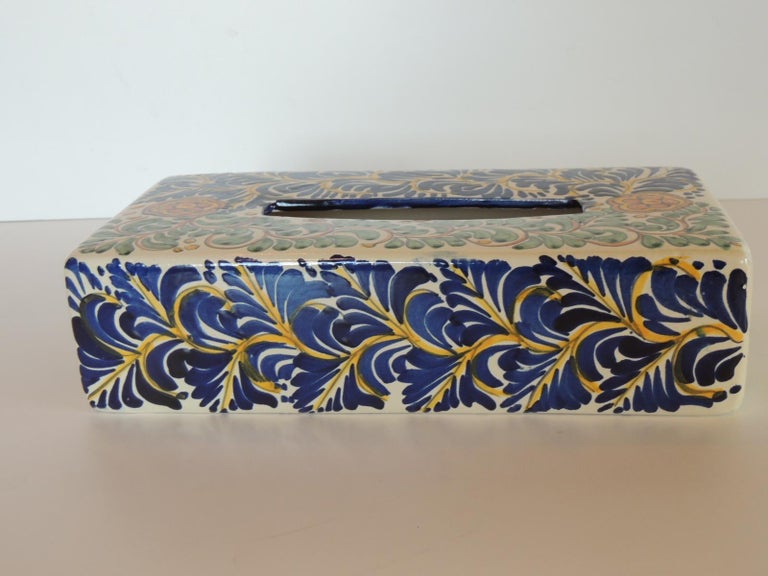 Vintage Hand Painted Mexican Ceramic Tissue Box Cover at 1stDibs ...