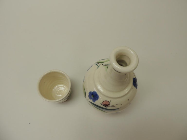 Vintage Hand Painted Mexican Night Stand Water Bottle with Cup at 1stDibs