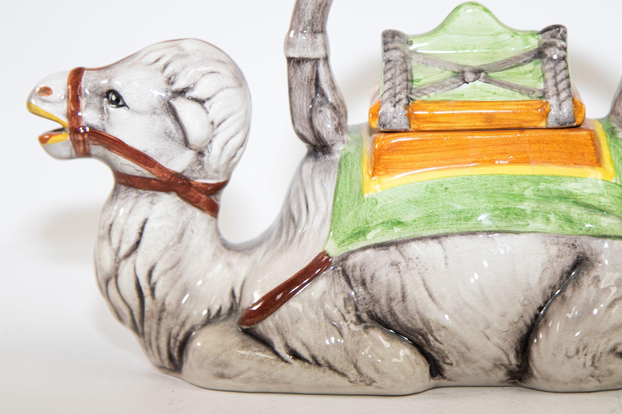Vintage Hand Painted Resting Camel Porcelain Tea Pot For Sale at 1stDibs