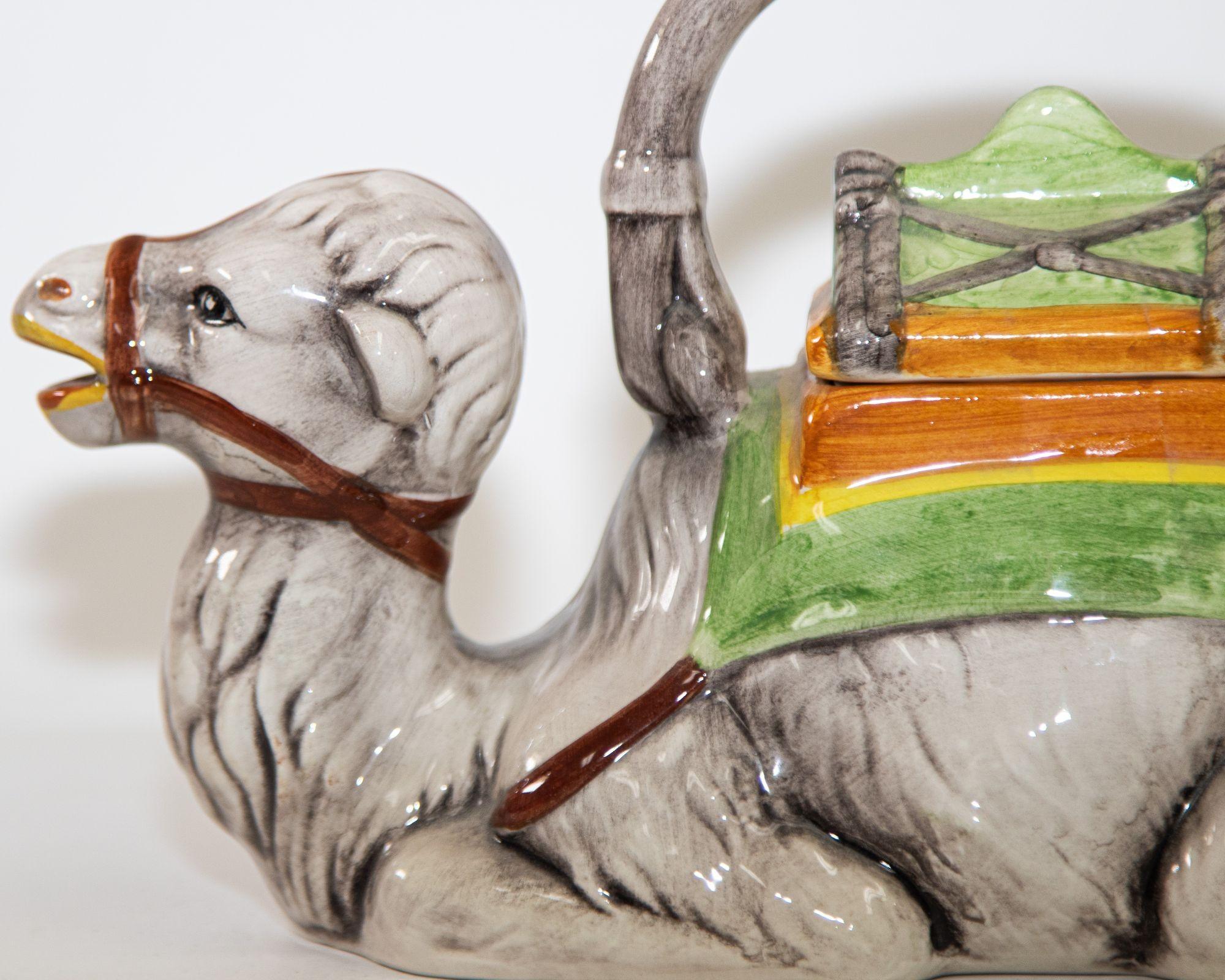 Vintage Hand Painted Resting Camel Porcelain Tea Pot For Sale at 1stDibs
