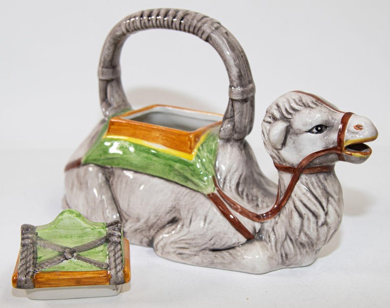 Vintage Hand Painted Resting Camel Porcelain Tea Pot For Sale at 1stDibs