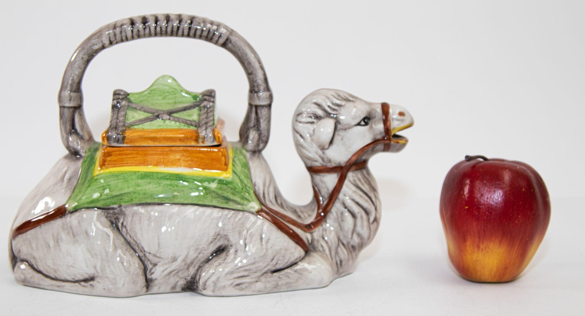 Vintage Hand Painted Resting Camel Porcelain Tea Pot For Sale at 1stDibs