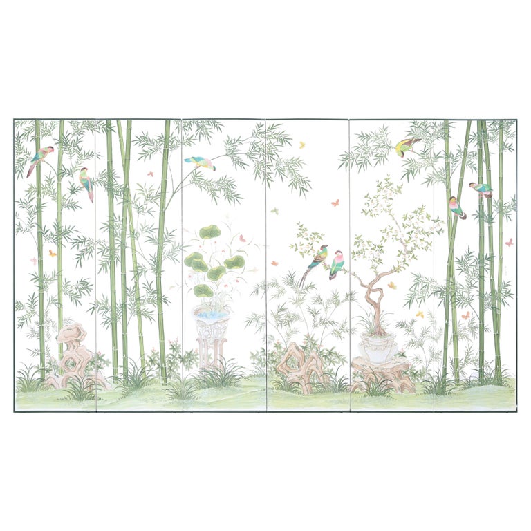Vintage Hand-Painted Screen Panels by Robert Crowder For Sale at 1stDibs