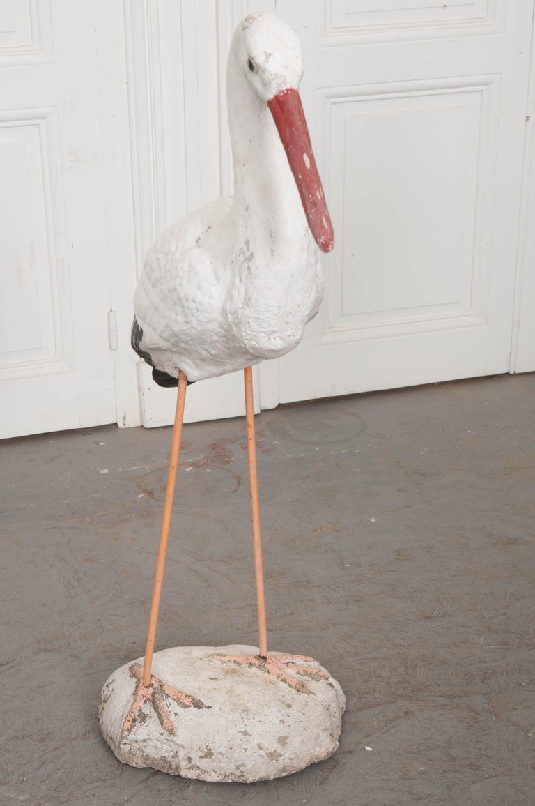 Vintage Hand Painted Stone Stork at 1stDibs