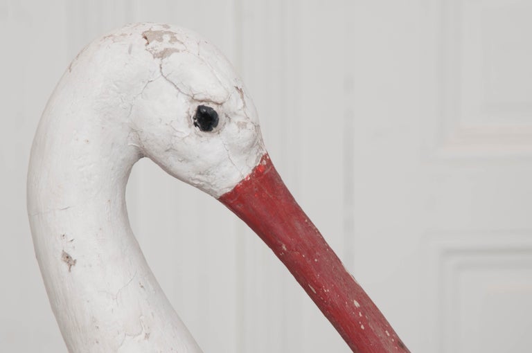 Vintage Hand Painted Stone Stork at 1stDibs