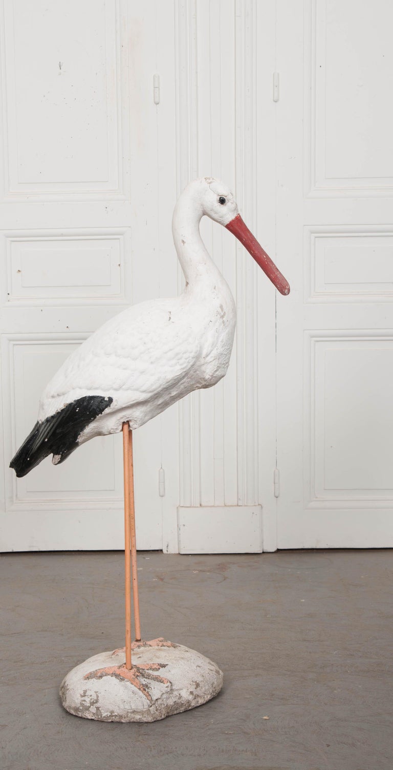 Vintage Hand Painted Stone Stork at 1stDibs