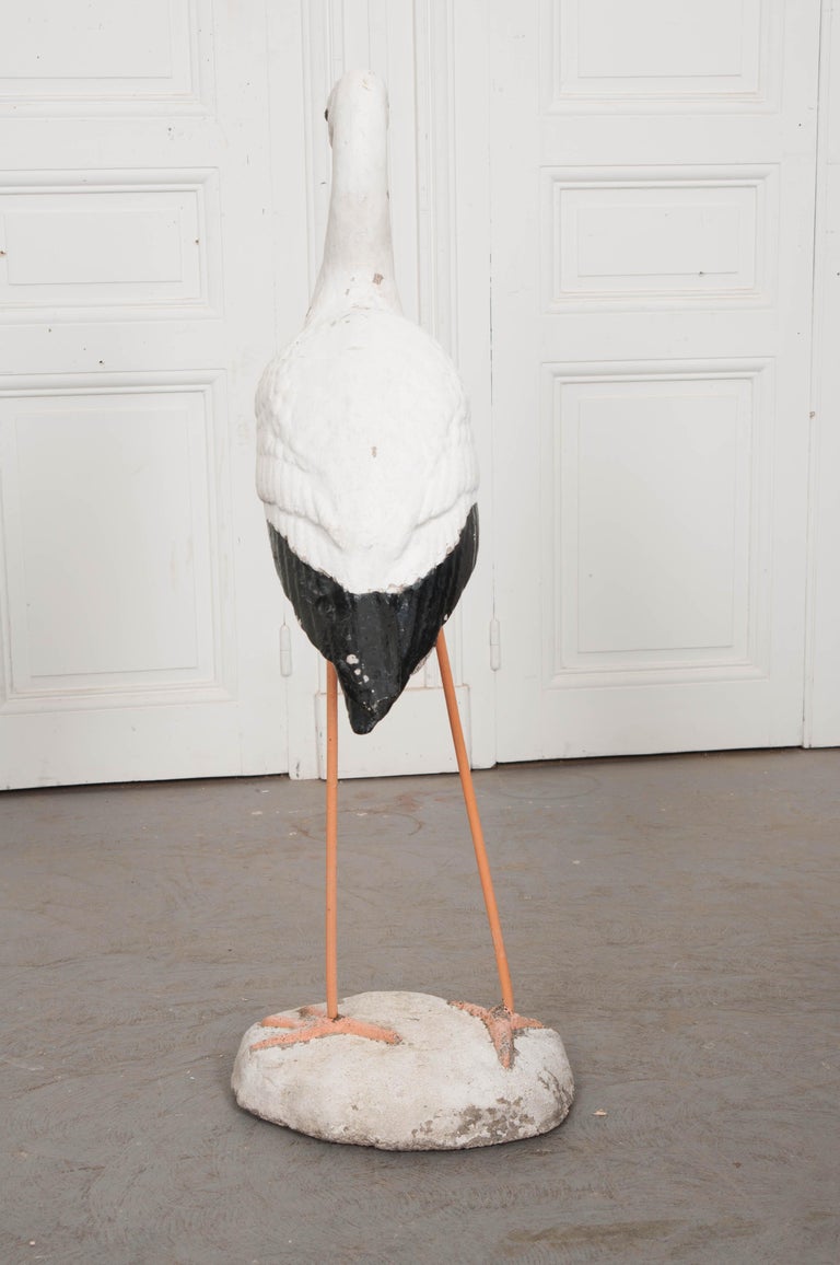 Vintage Hand Painted Stone Stork at 1stDibs