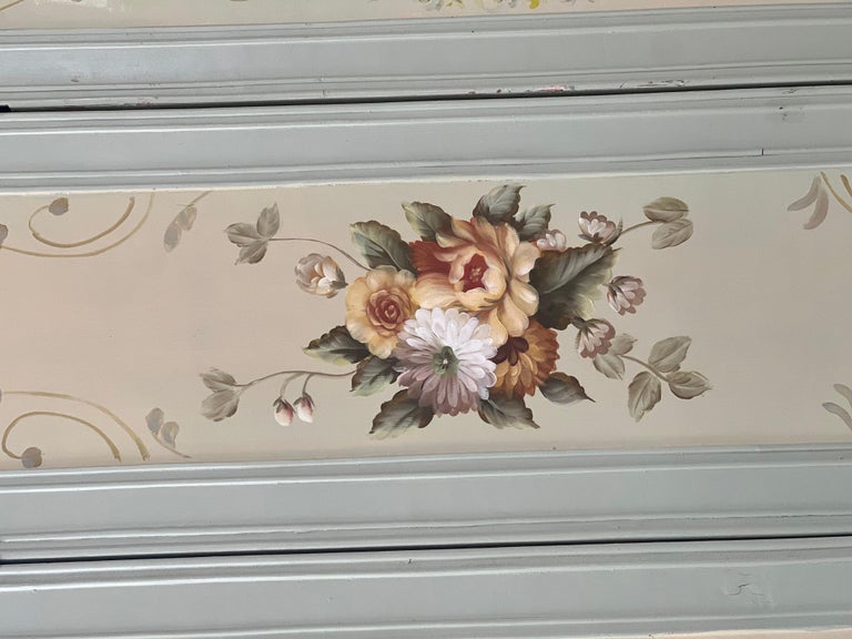 Vintage Hand Painted Three Panel French Wood Room Divider or Partition ...