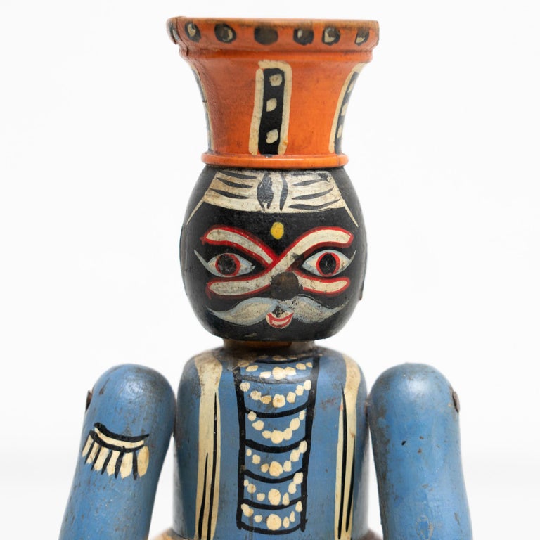 Vintage Hand-Painted Wooden Figure For Sale at 1stDibs