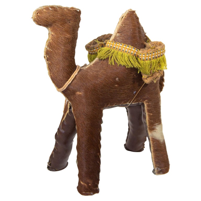 Vintage Hand Stitched Stuffed Leather Camel Toy For Sale at 1stDibs