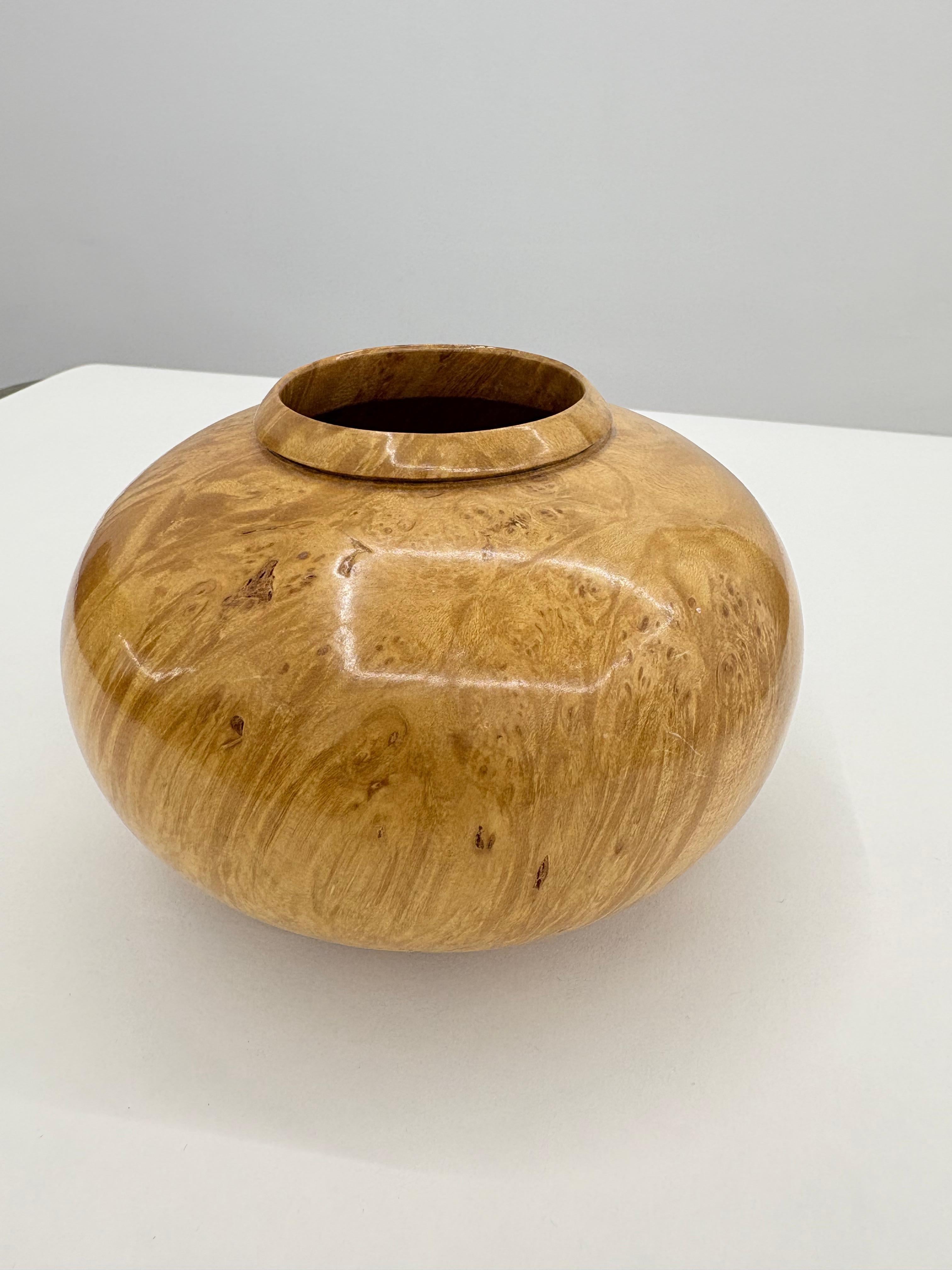 Vintage Hand-Turned Maple Burl Wood Vase by D Goines For Sale at 1stDibs