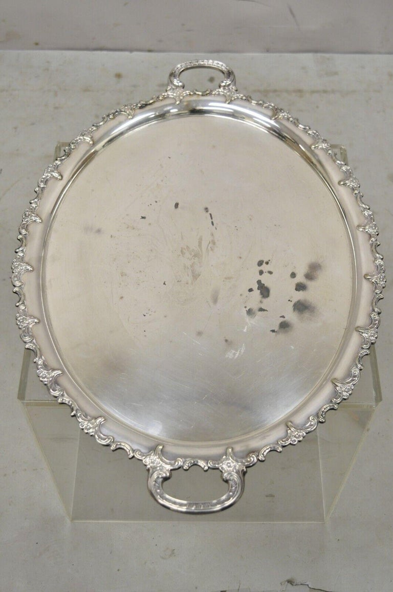 Vintage Handarbelt Alpacca Silver Plate Oval Tray Serving Platter For ...