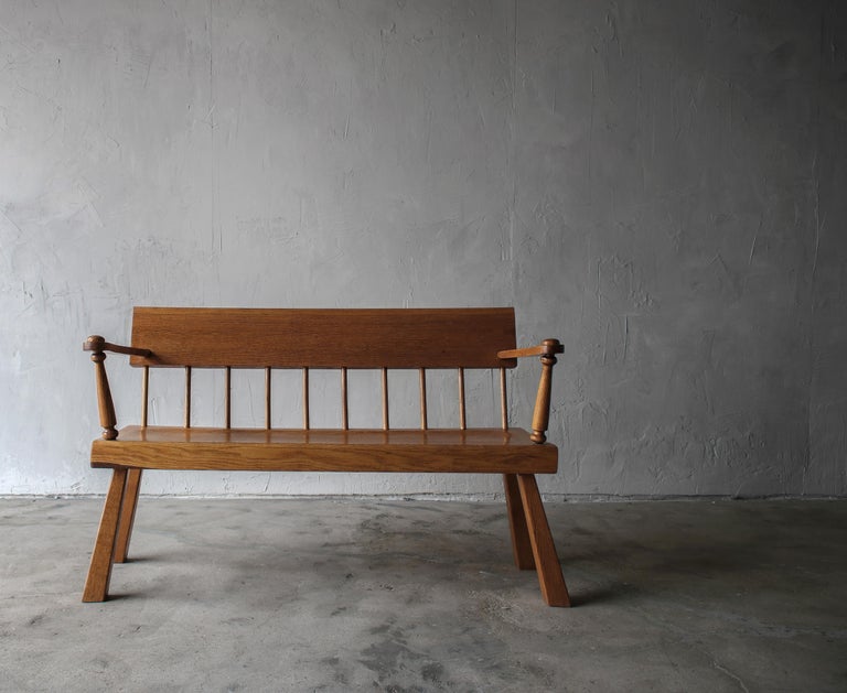 Vintage Hand Carved Craftsman Bench at 1stDibs