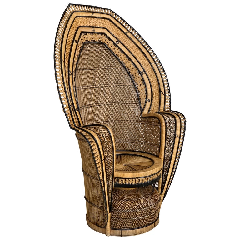 Vintage Handcrafted Wicker, Rattan and Reed Peacock Chair at 1stDibs