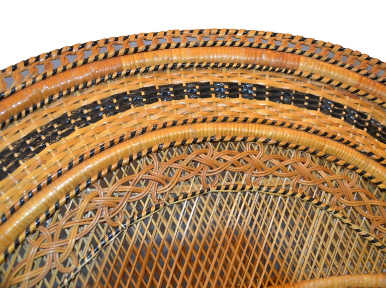 Vintage Boho Chic Handcrafted Beige and Black Wicker, Rattan, Reed ...